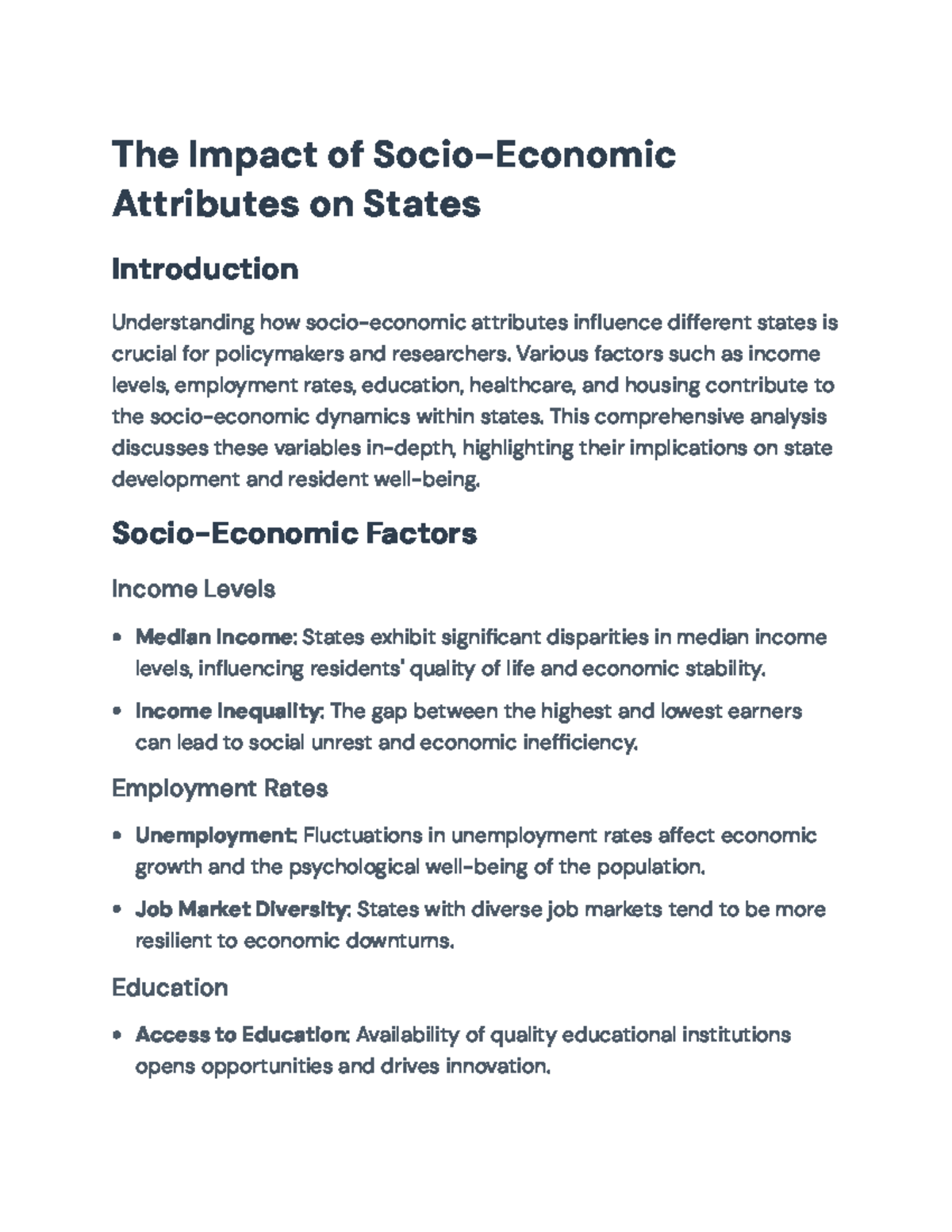 The Impact of Socio-Economic Attributes on States: A Comprehensive ...