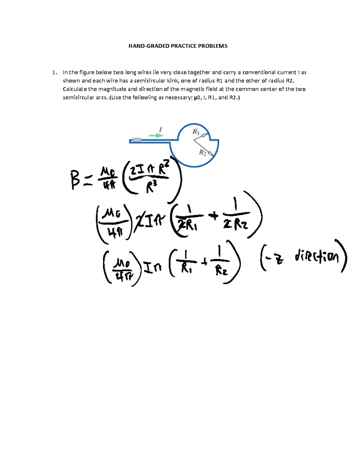 Practice problems exam1 phys 272 - PHYS 272 Exam 1 – Practice Problems Problem 1 The magnitude ...
