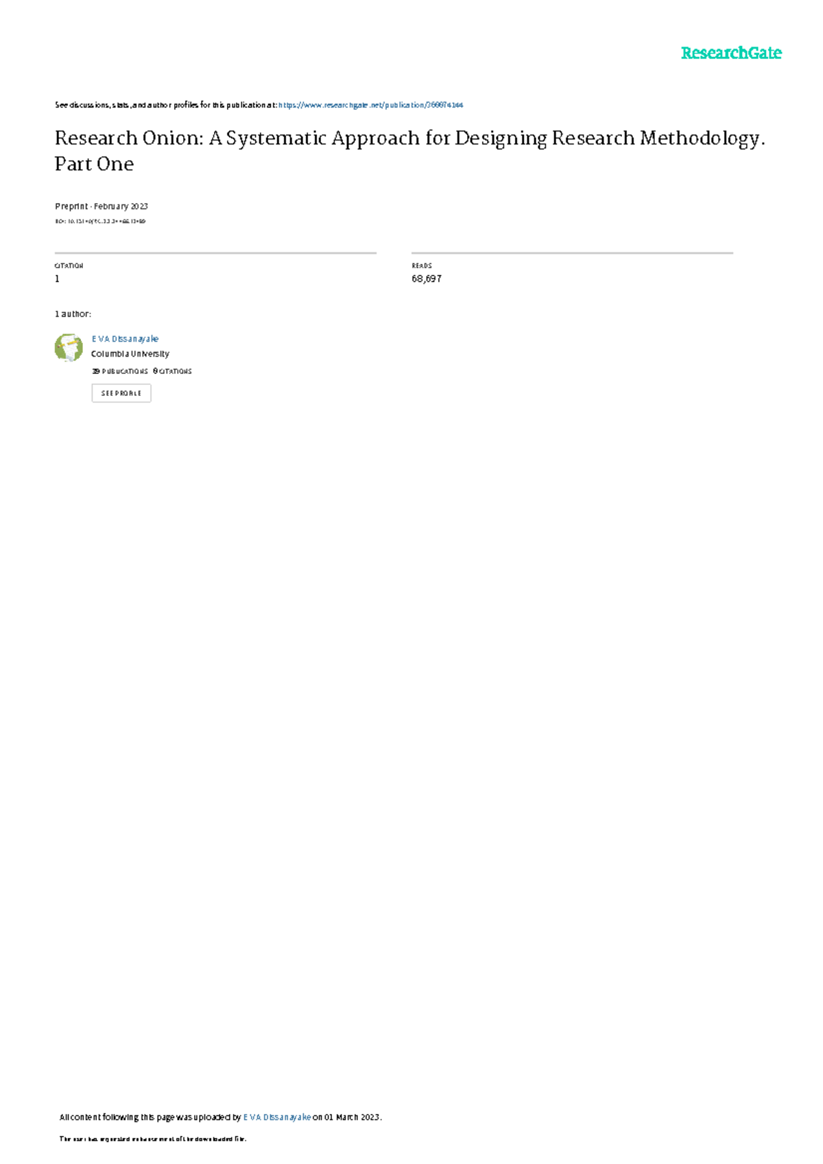 Research Onion Framework: Methodology Design in Research Studies - Studocu