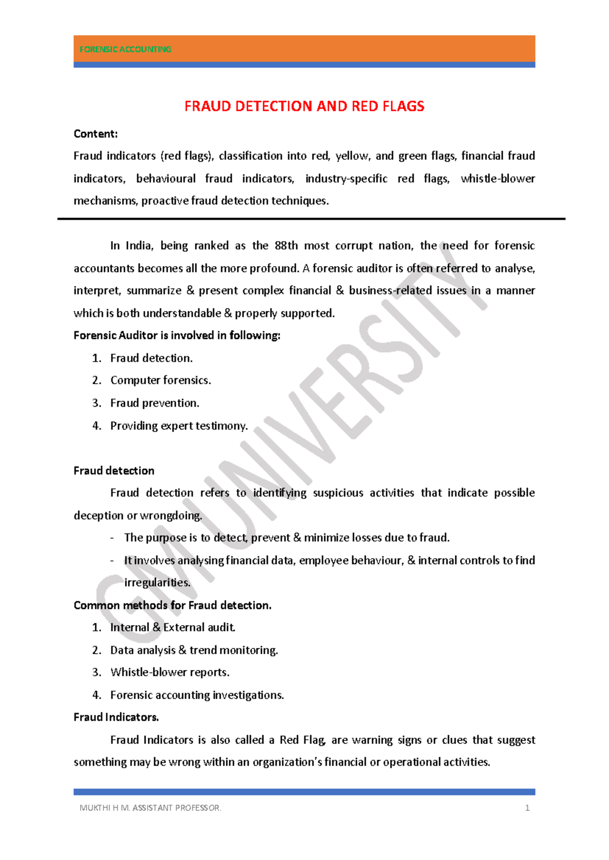 Forensic Accounting (Course Code: FA101) - Fraud Detection & Red Flags ...