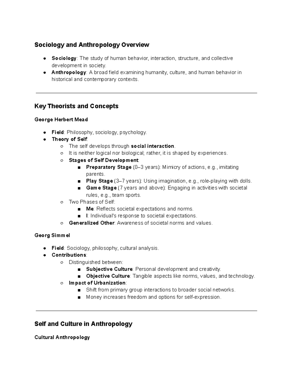 Sociology & Anthropology Overview: Key Theories & Concepts - Studocu