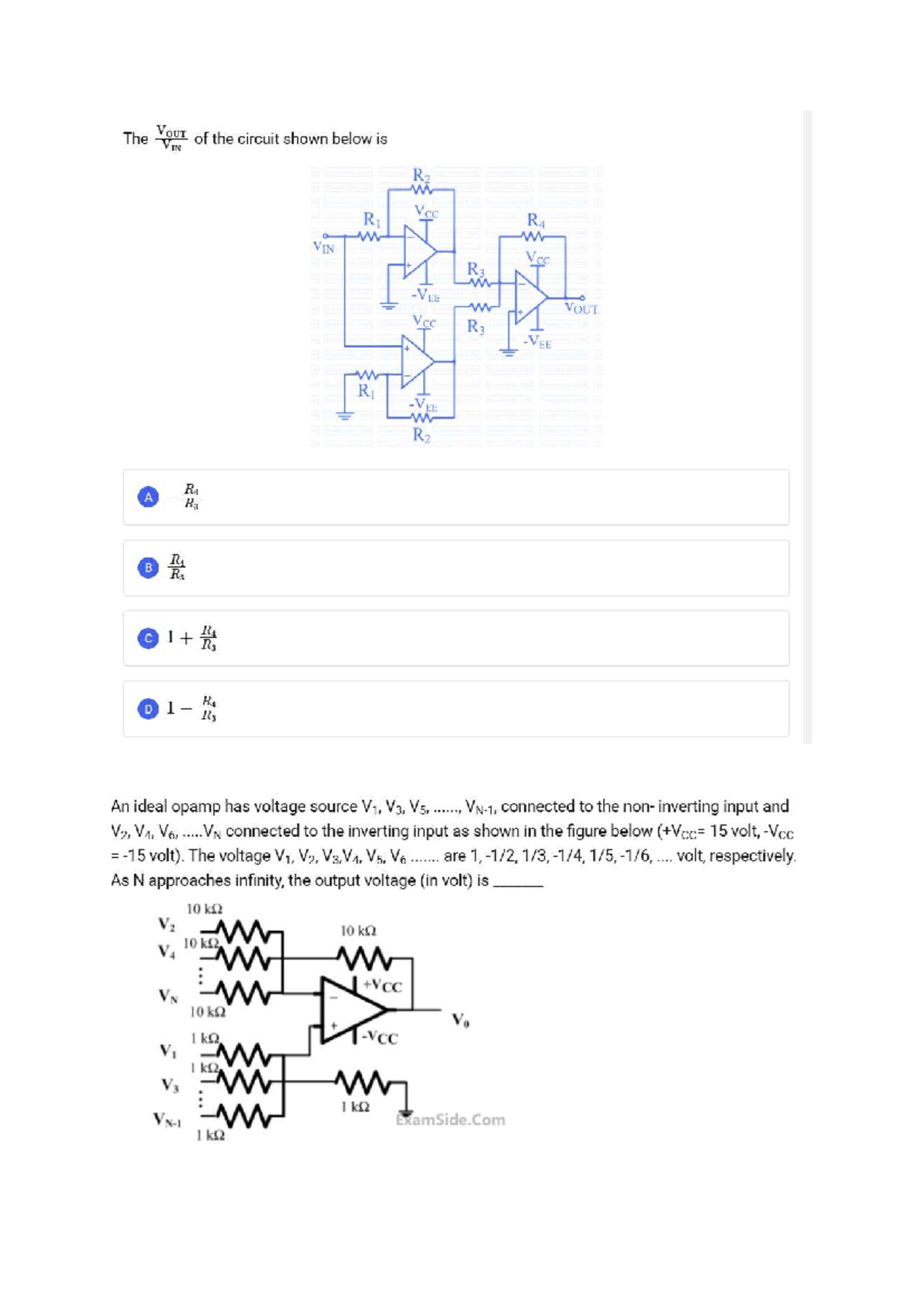 GATE 2001 EC MCQ: Op-Amp Circuit Analysis and Output Voltage - Studocu