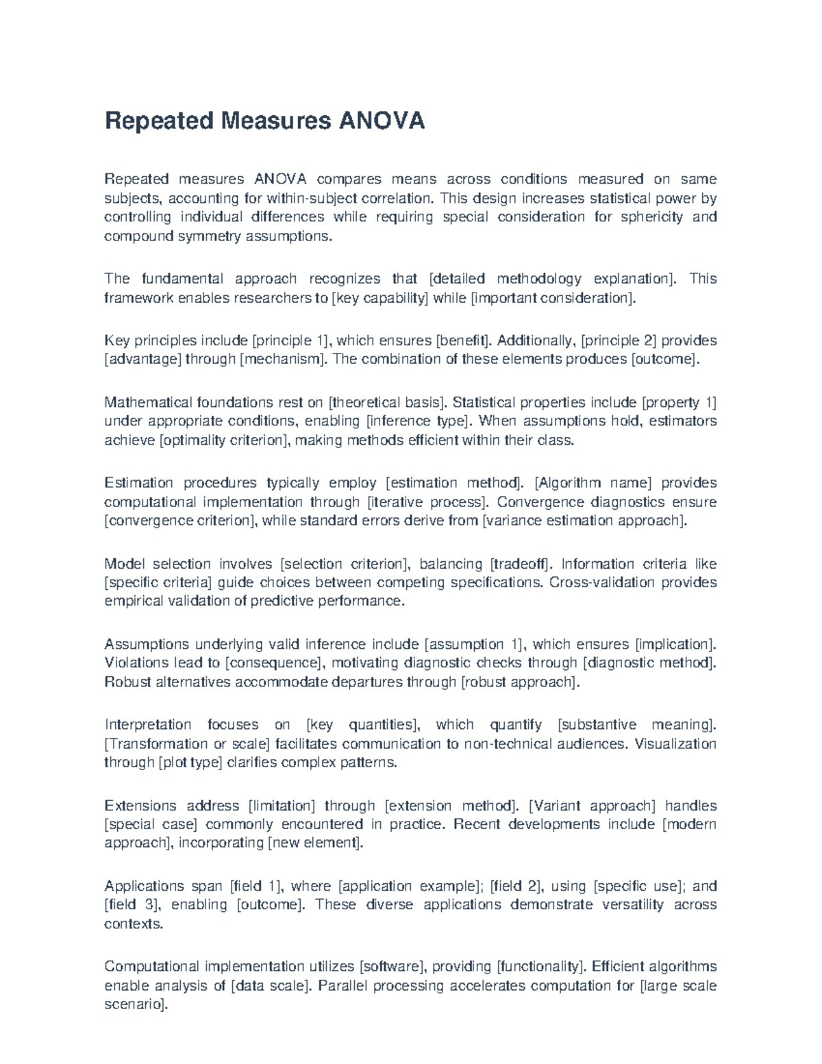 Doc90: Repeated Measures ANOVA - Principles and Applications - Studocu