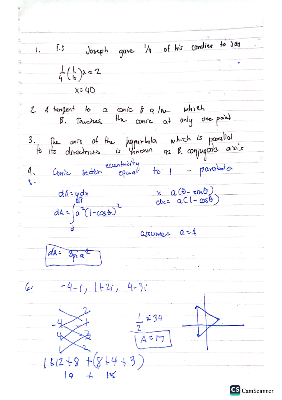 Preboard Math Solutions: Conics, Tangents, and Asymptotes (CS) - Studocu
