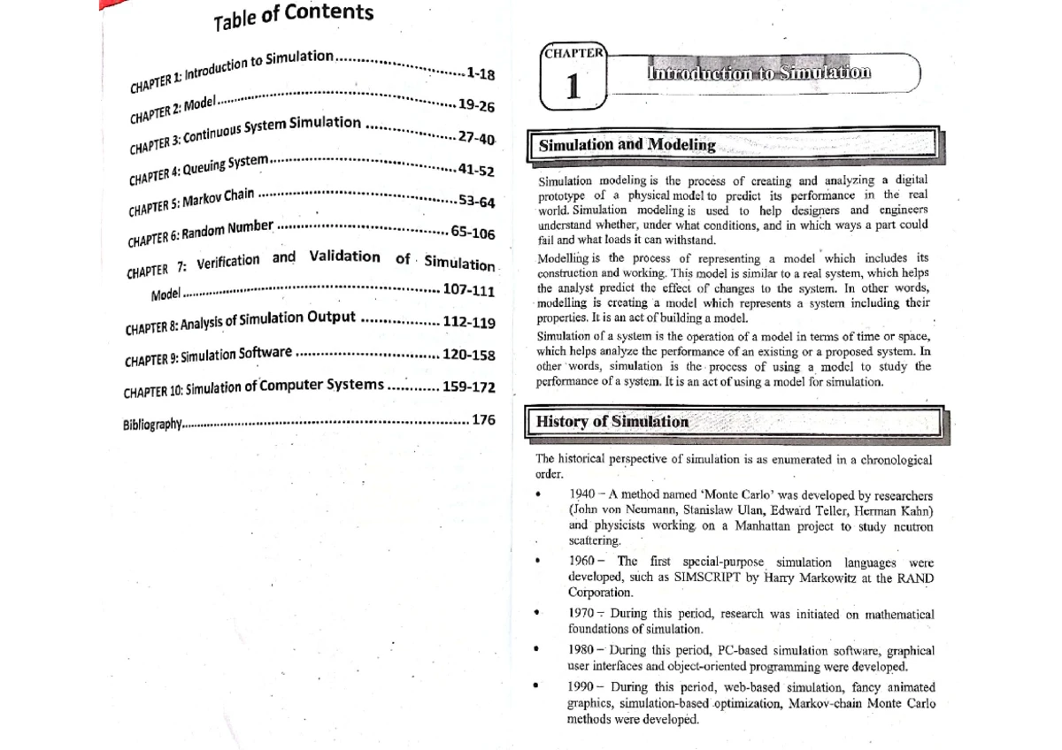 Simulation and Modeling Solution book - Table of Contents to Simulation CHAPTER 1 Introduction ...