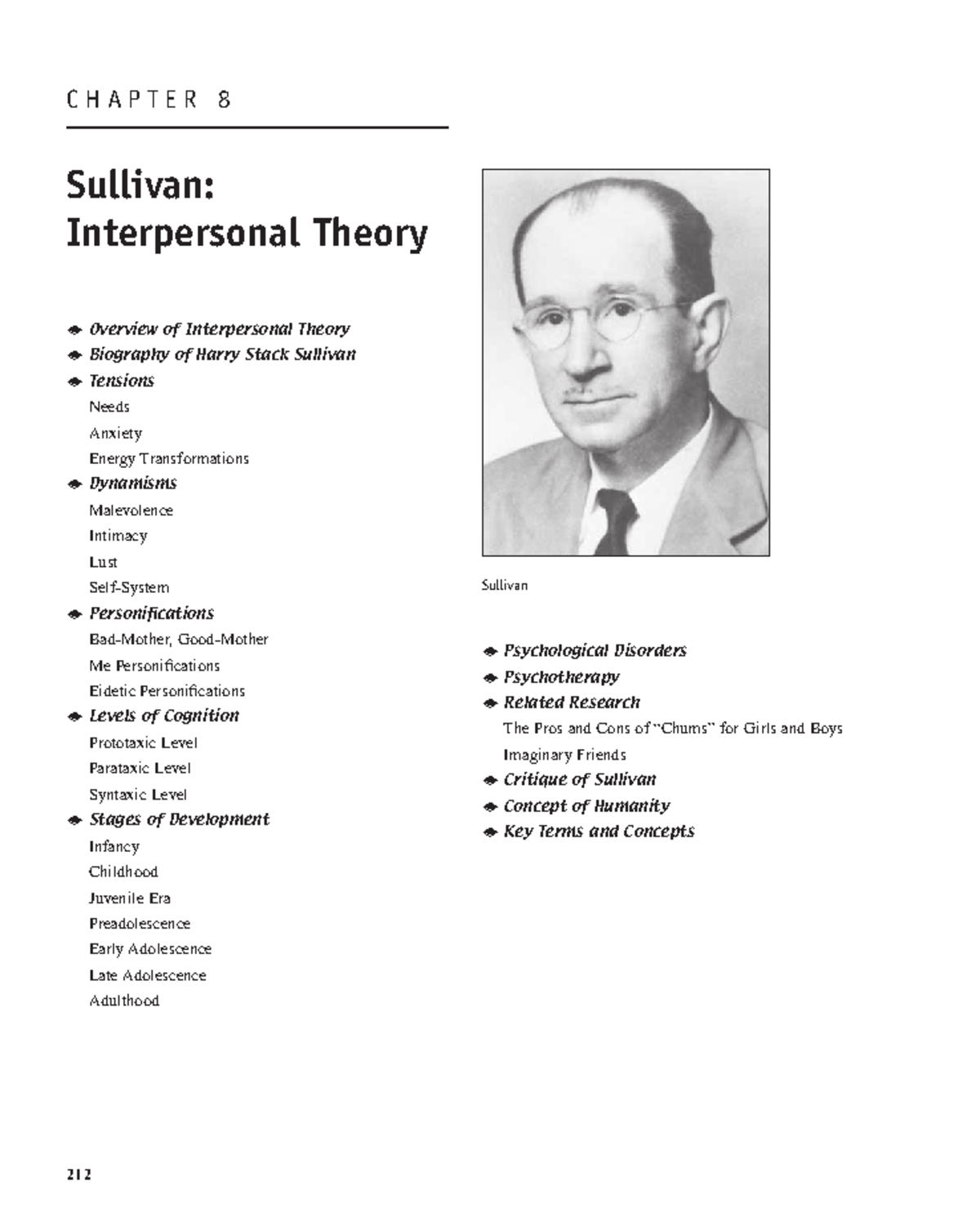 CHAPTER 8: Overview of Sullivan's Interpersonal Theory and Development - Studocu