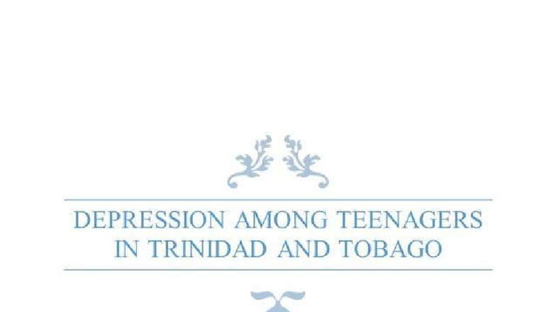 Comms SBA - Depression Among Teenagers in Trinidad and Tobago - Studocu