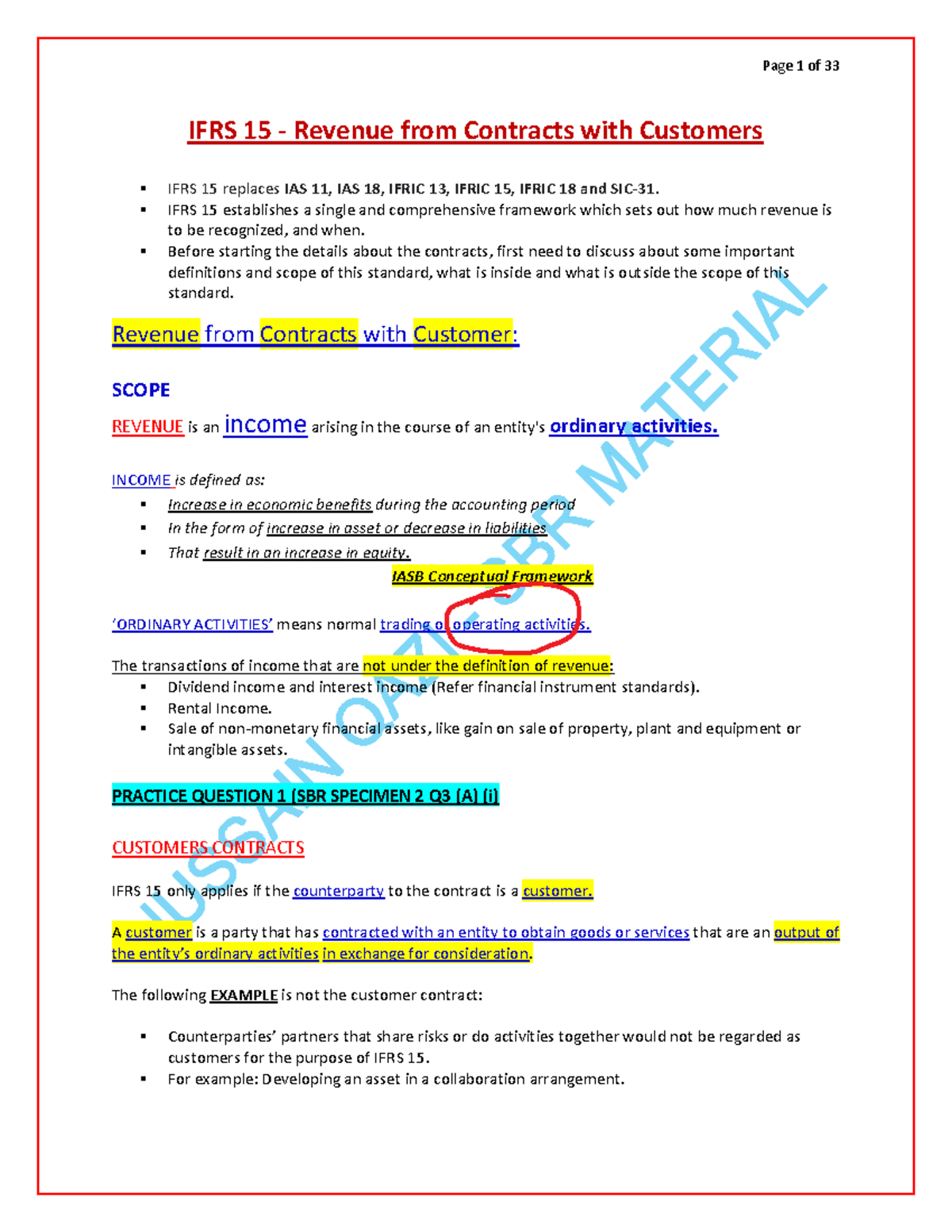 IFRS 15 Revenue Recognition: Comprehensive Notes & Clarifications - Studocu