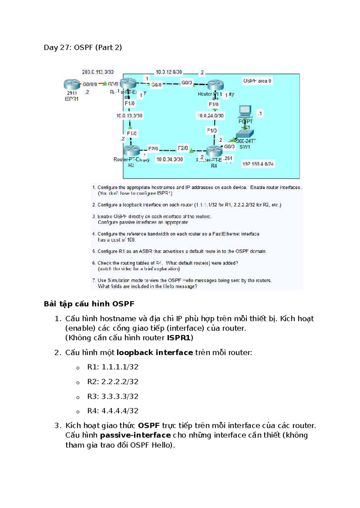 Lab - Day 27: OSPF Configuration Exercises (Part 2) - Studocu