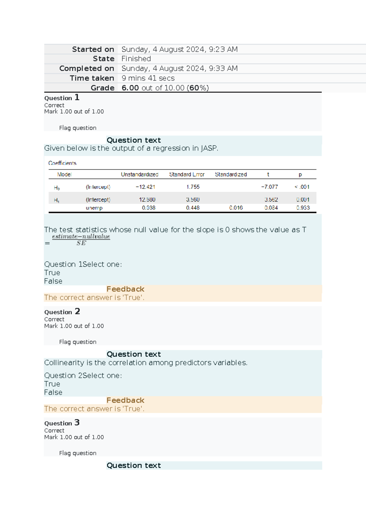 Math - Quiz on Regression Analysis (Grade: 6/10) - Studocu