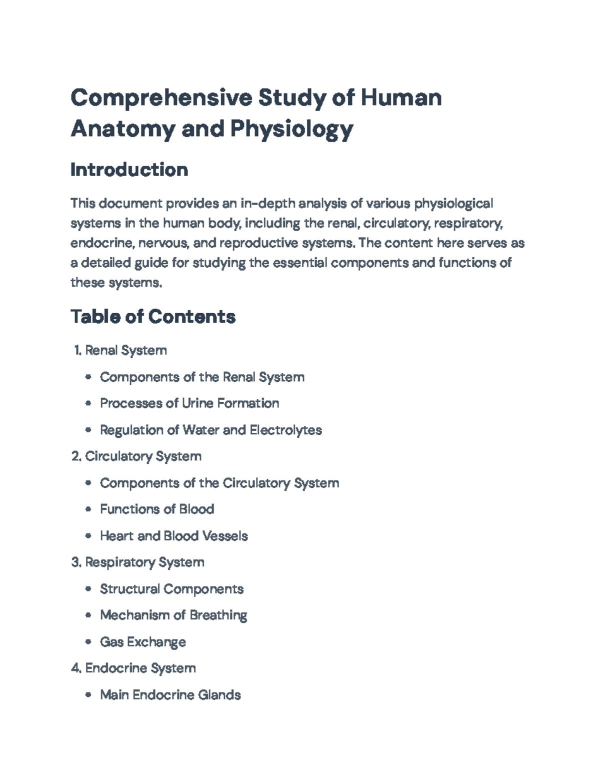 Comprehensive Guide to Human Anatomy and Physiology (Final Exam ...