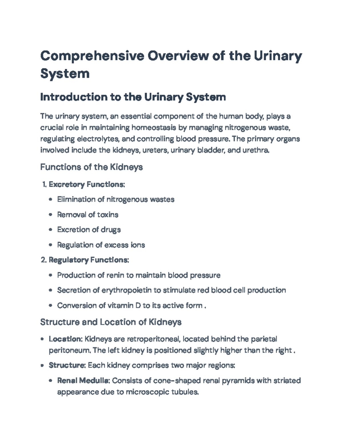 Comprehensive Overview of the Human Urinary System and Functions ...