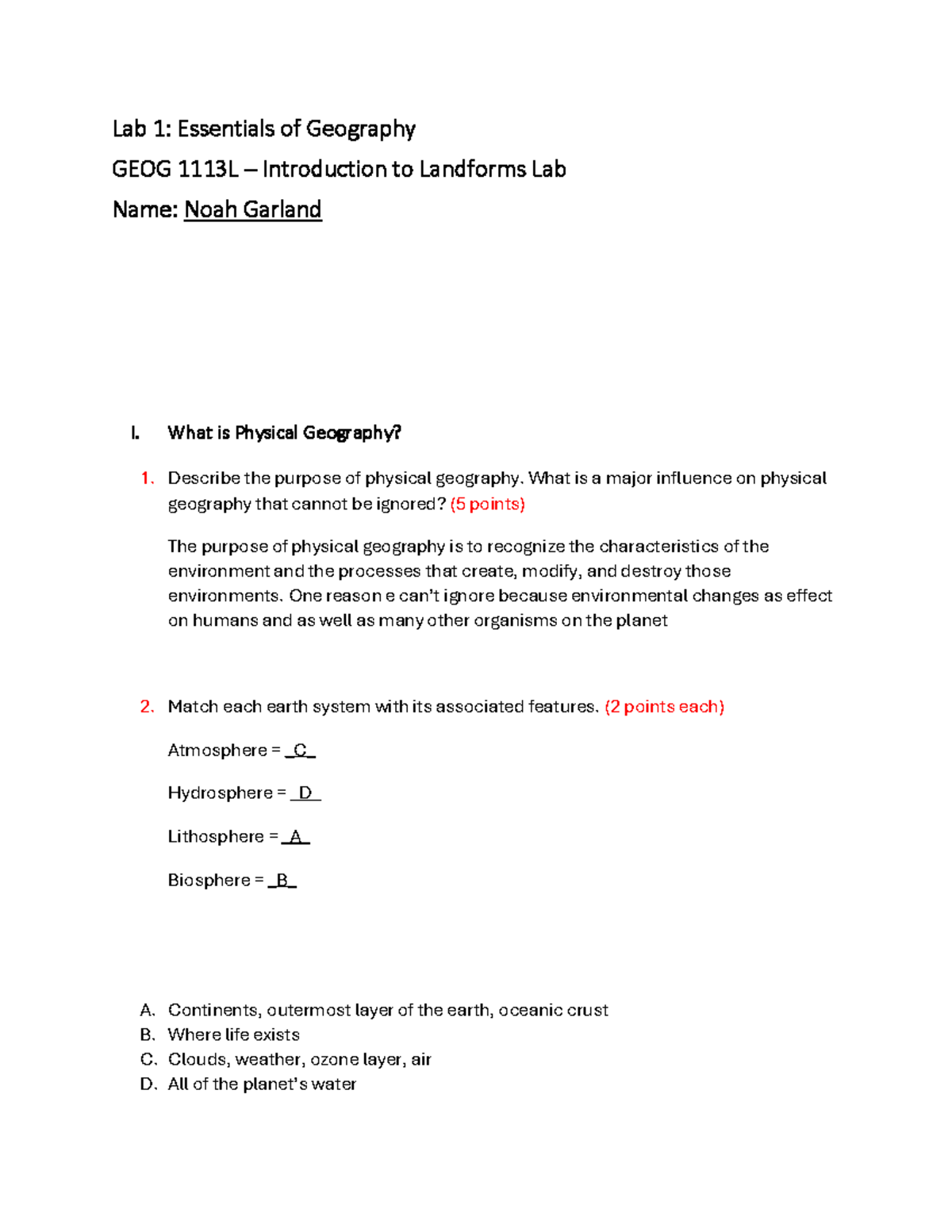 Lab 1: Essentials of Geography GEOG - Introduction to Landforms - Studocu