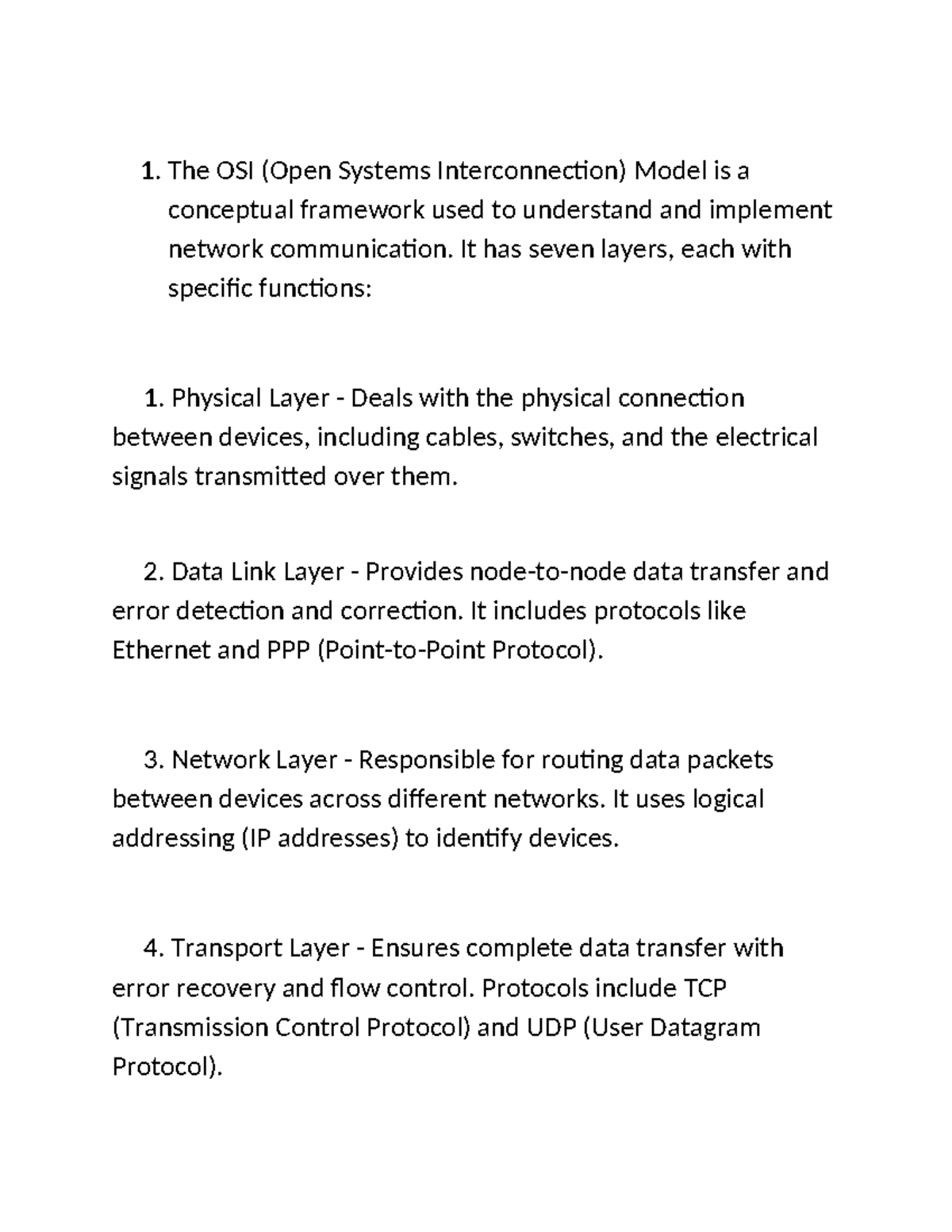 Introduction to Computer Networks Assignment - The OSI (Open Systems ...