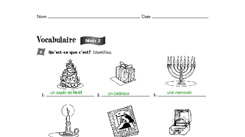 Vocabulaire des Fêtes - Bon Voyage! Level 2, Chapitre 12, Ex 6-7 - Studocu