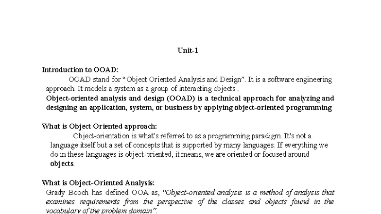 OOAD 101: Introduction to Object-Oriented Analysis and Design - Studocu
