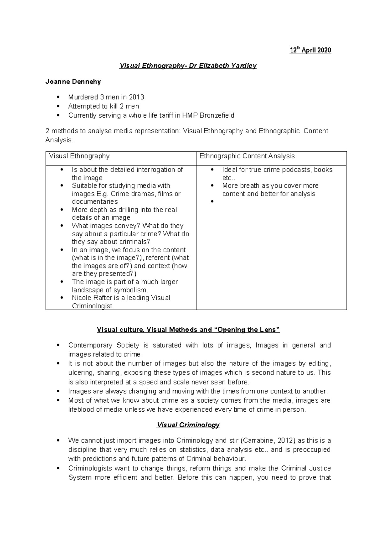 Visual Ethnography Notes: Analyzing Media Representation in Criminology ...