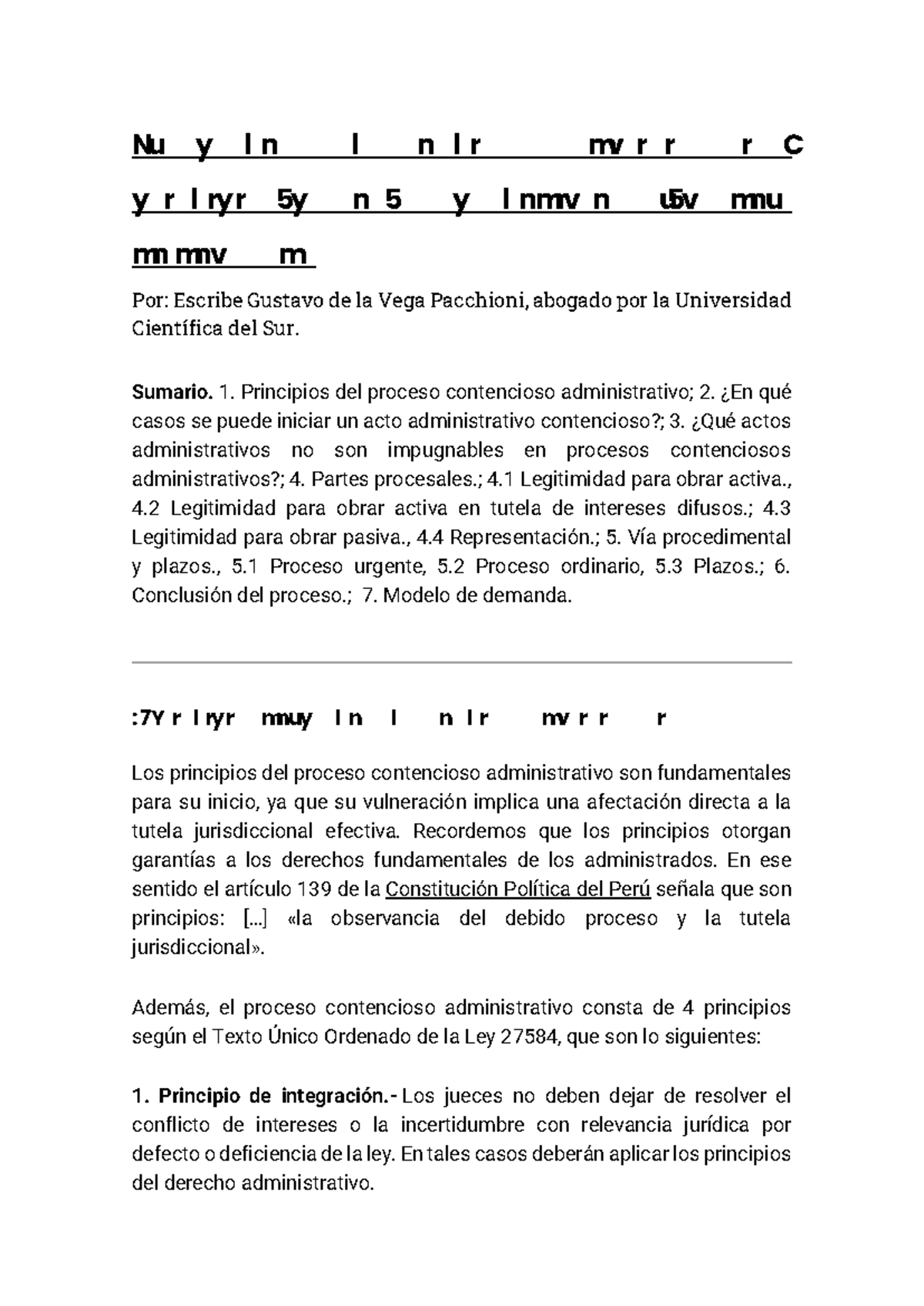Proceso Contencioso Administrativo: Principios y Modelo de Demanda (Cód. 2C) - Studocu