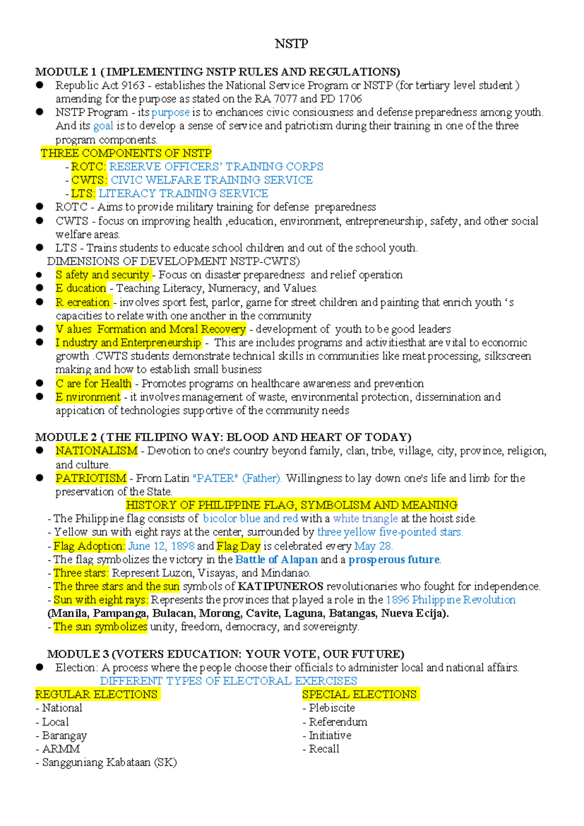 Reviewer in NSTP - NSTP NOTES - NSTP MODULE 1 ( IMPLEMENTING NSTP RULES ...
