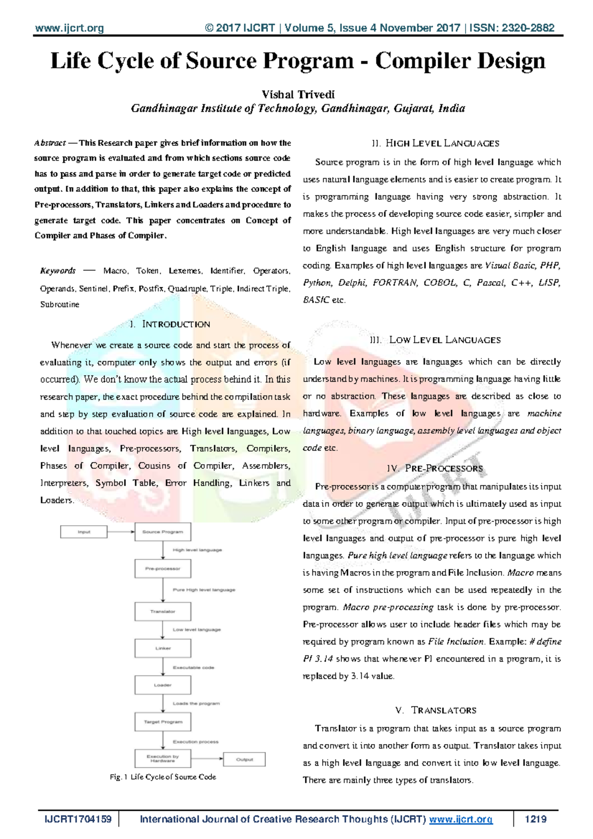 IJCRT1704159: Life Cycle of Source Program Compiler Design Notes - Studocu