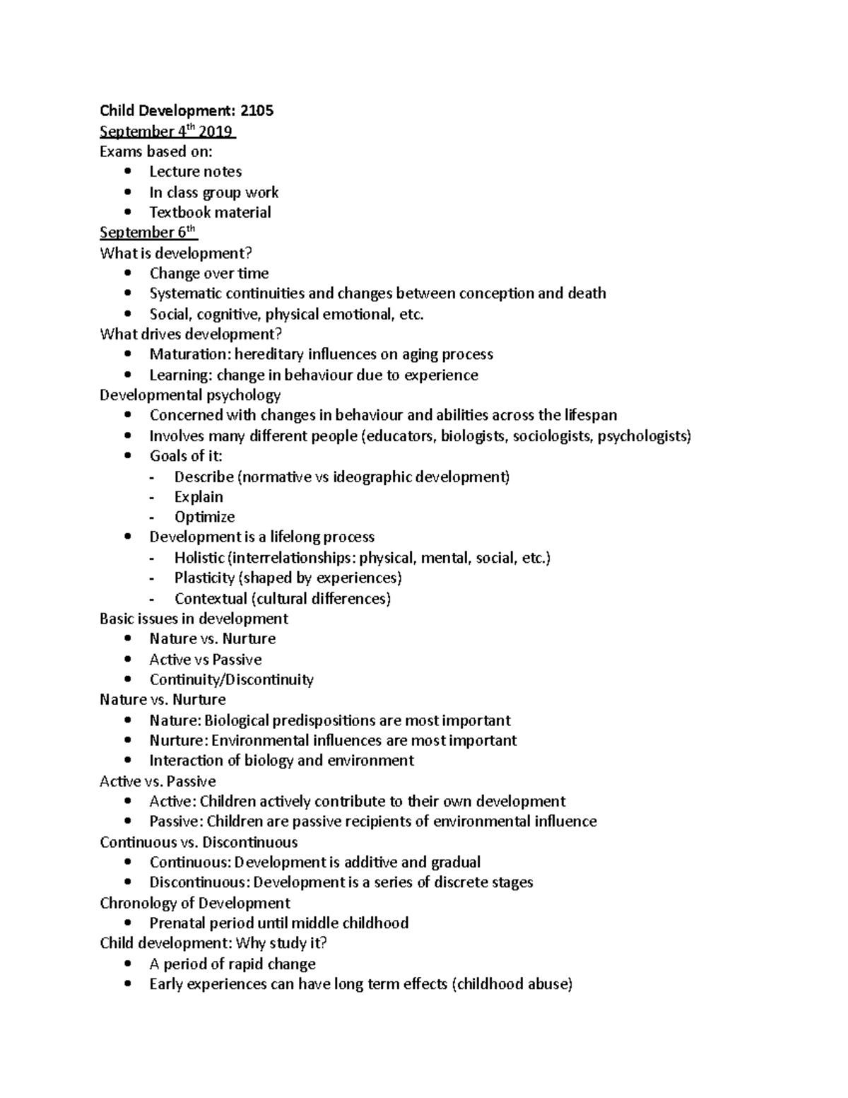 CHD 2105: Comprehensive Child Development Study Notes - Studocu