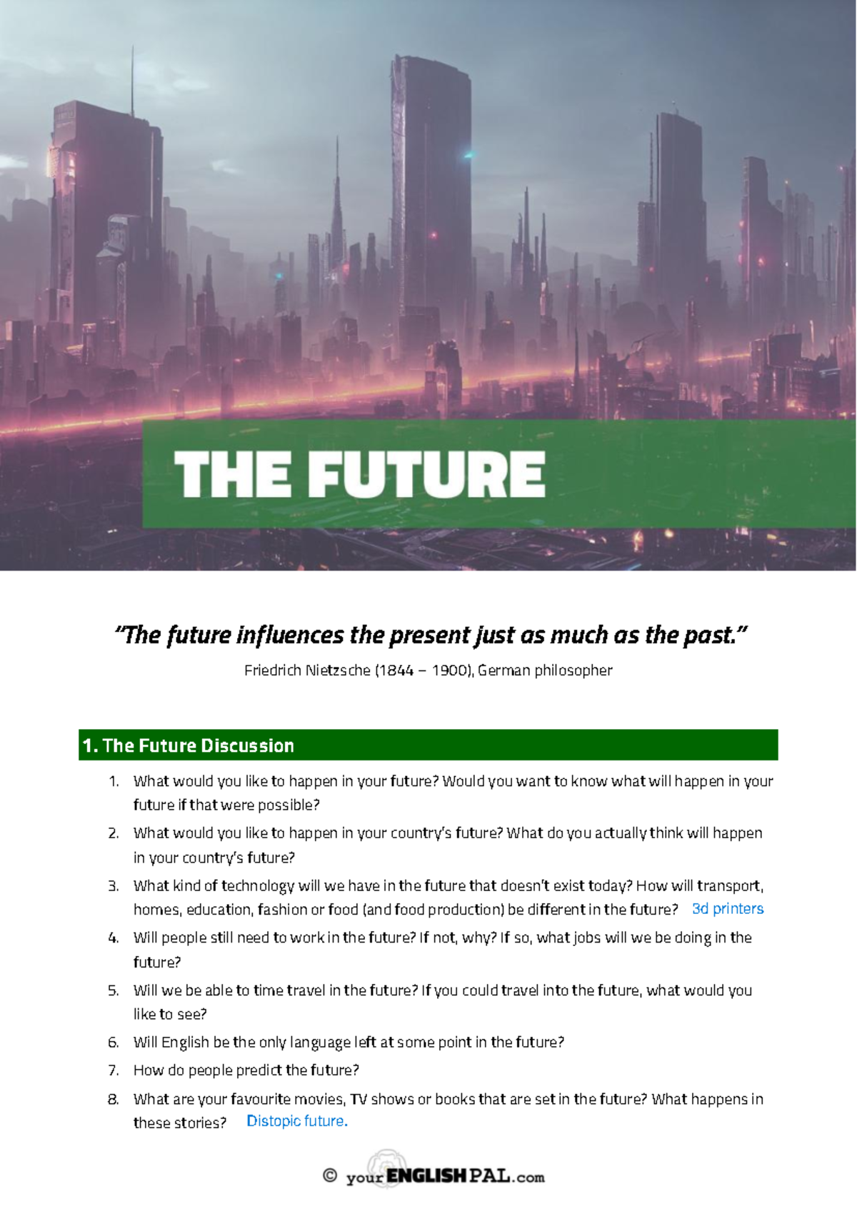ESL Lesson Plan: The Future - Engaging Insights & Discussions - Studocu