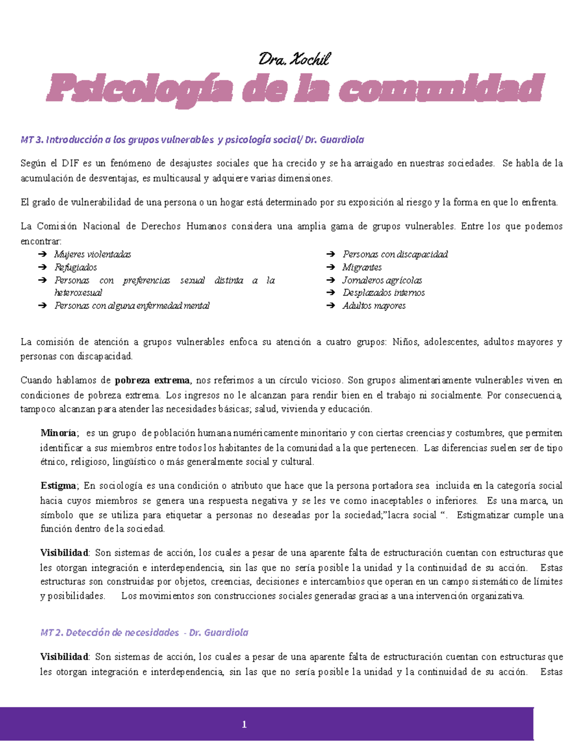 Psicología de la Comunidad MT 3: Grupos Vulnerables y Emociones - Studocu