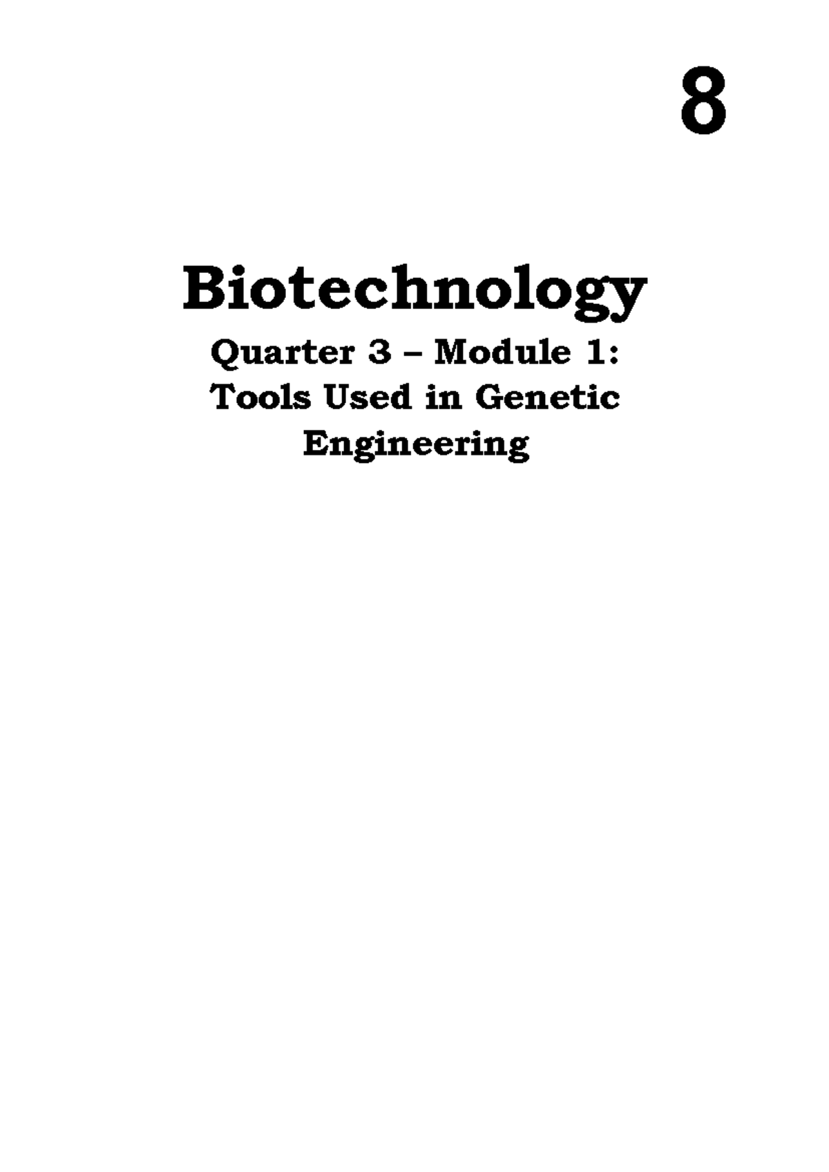 Q3 Biotech Lesson 1: Tools in Genetic Engineering - Studocu