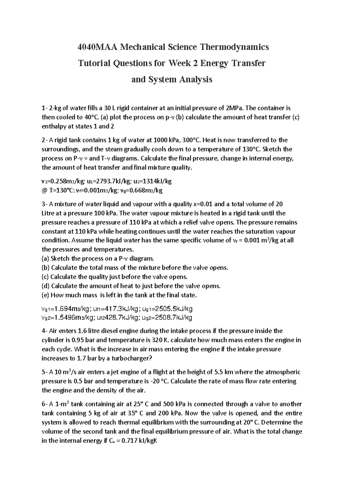 TD Tut2 - practice questions - 4040MAA Mechanical Science ...