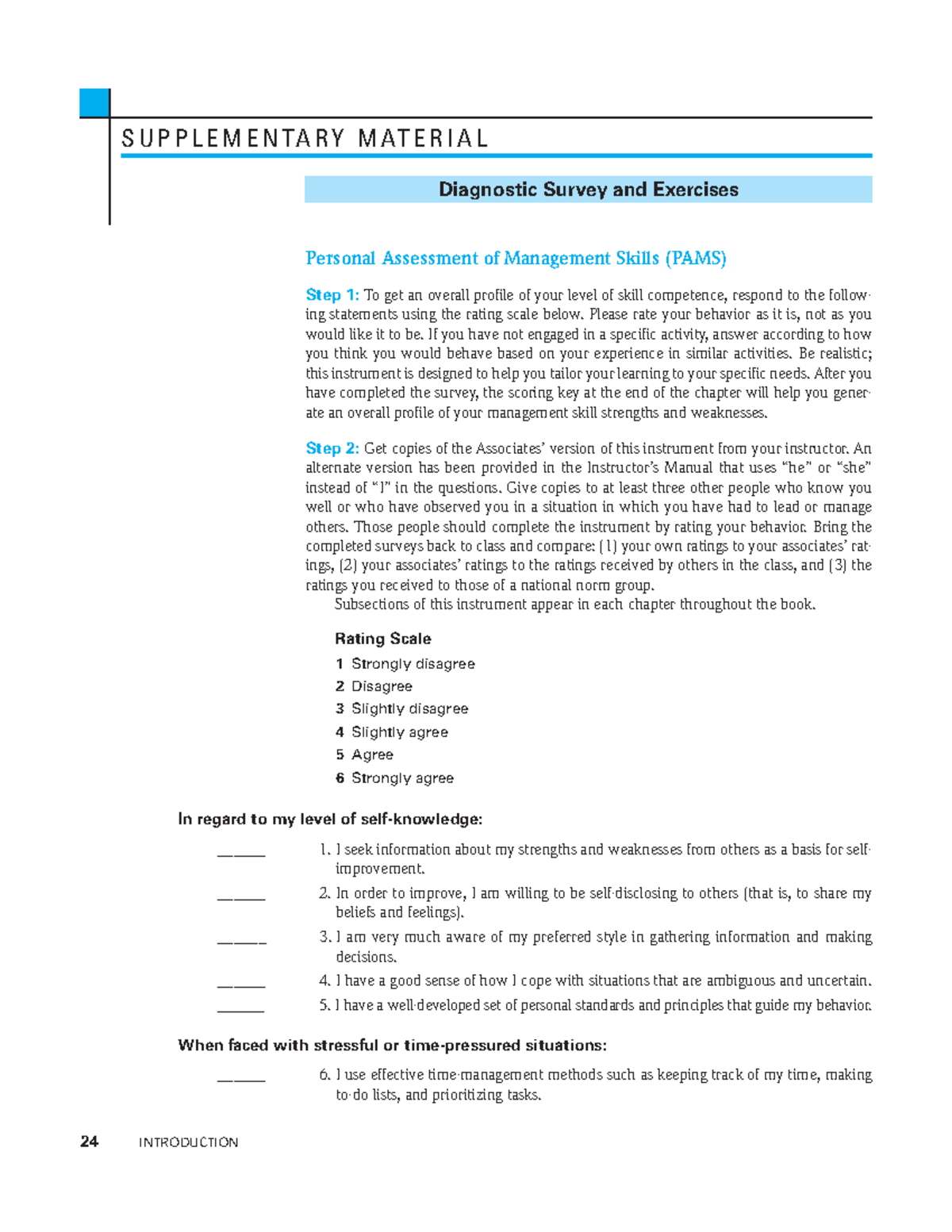 PAMS - Self Assessment Guide for Personal Management Skills - Studocu