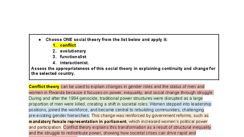 DP6 FS Social Change Theories: Conflict & Functionalism in Rwanda - Studocu