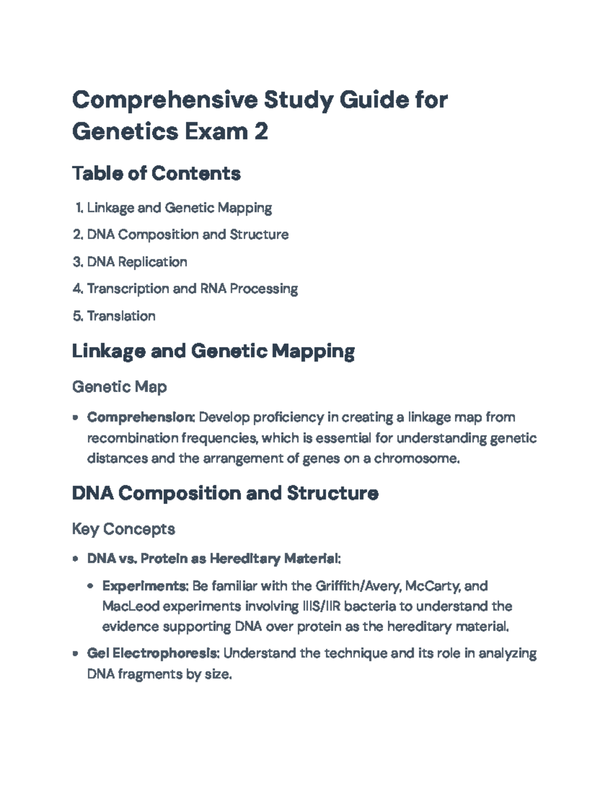 Genetics Exam 2 Comprehensive Study Guide: Key Concepts & Mechanisms ...