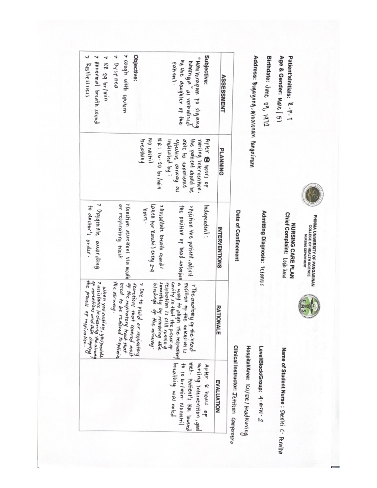 NCP WITH Kardex AND Journal - I UNIVERSITY PHINMA UNIVERSITY OF PANGASINAN COLLEGE OF HEALTH ...