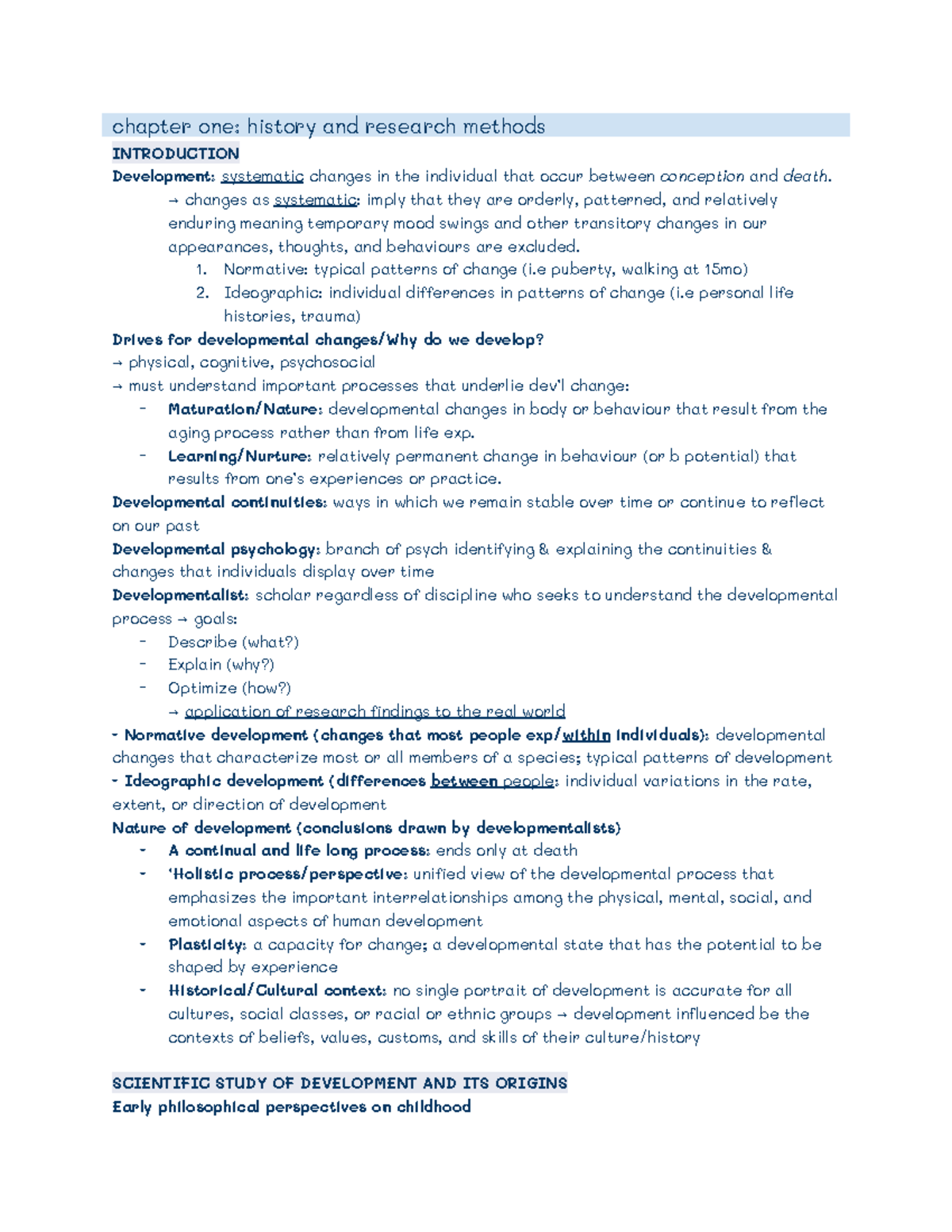 PS275 Chapter One: History and Research Methods in Developmental ...