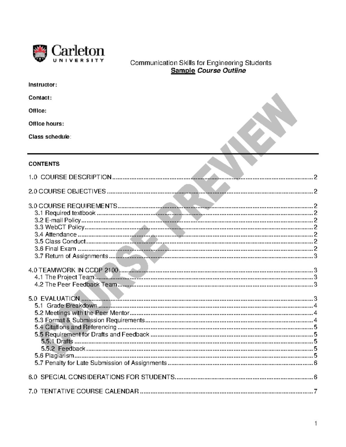 CCDP 2100 Communication Skills Course Outline for Engineers - Studocu