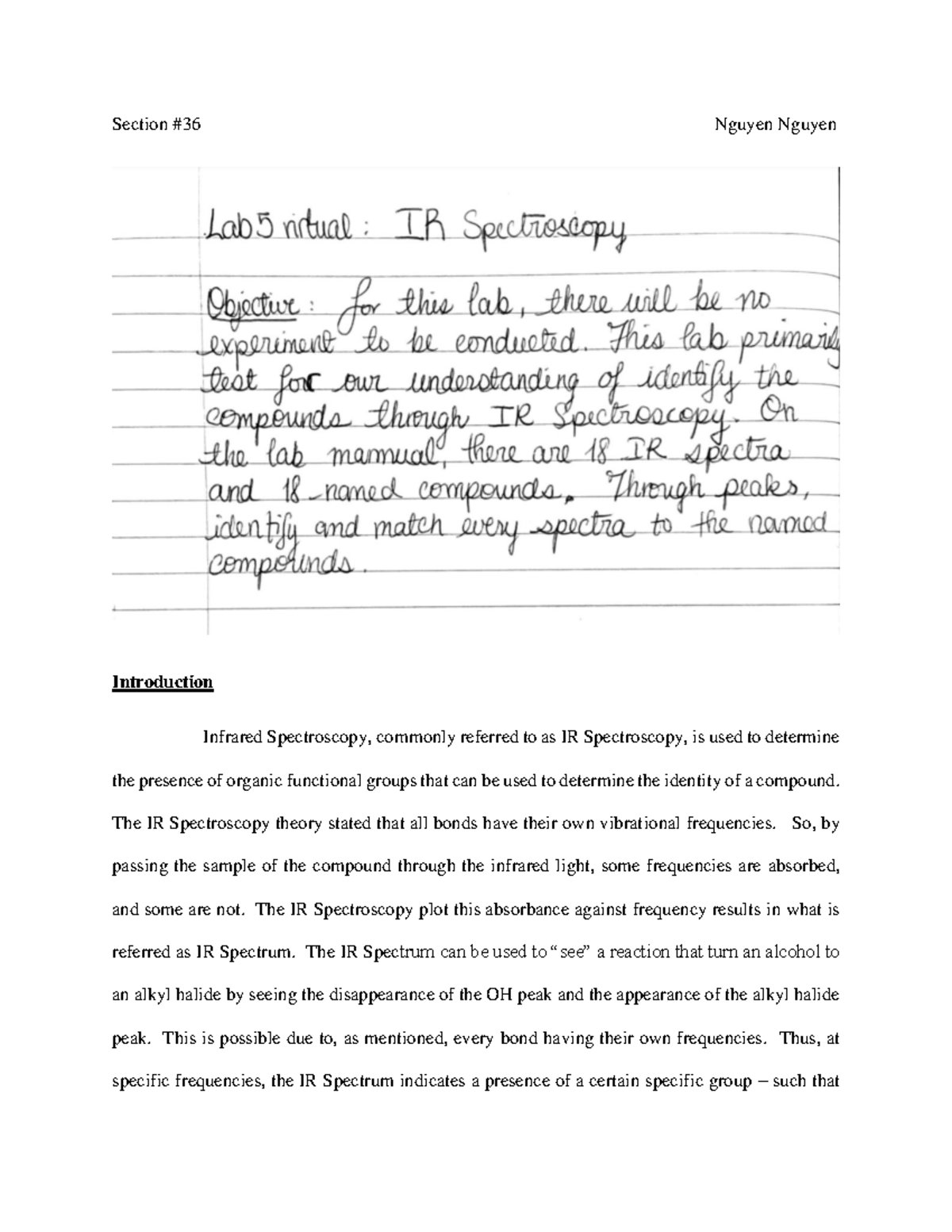 Lab Report 5b: Investigating IR Spectroscopy and Functional Groups ...