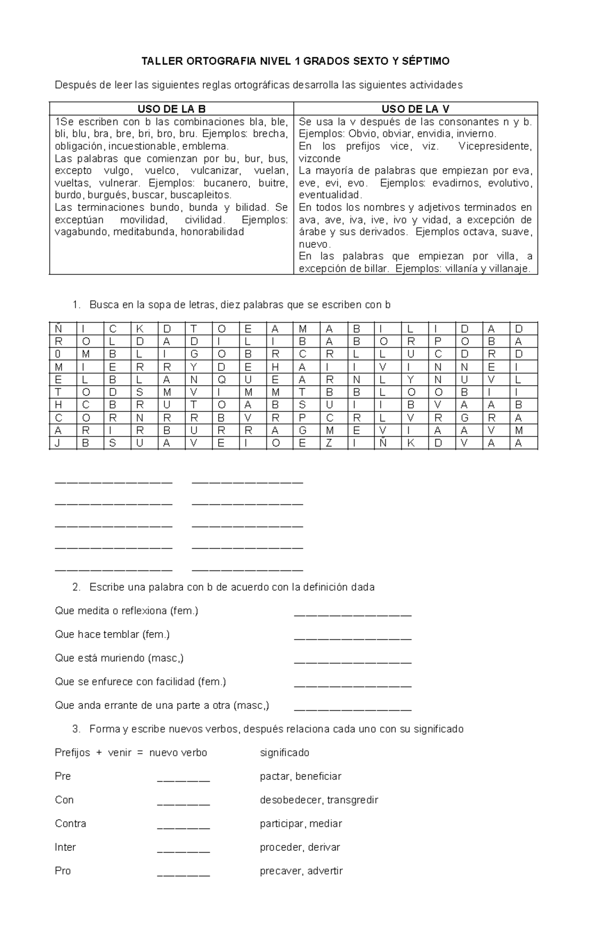 Taller de Ortografía Nivel 1 y 2 - Grados 6 y 7/8,9 - Studocu