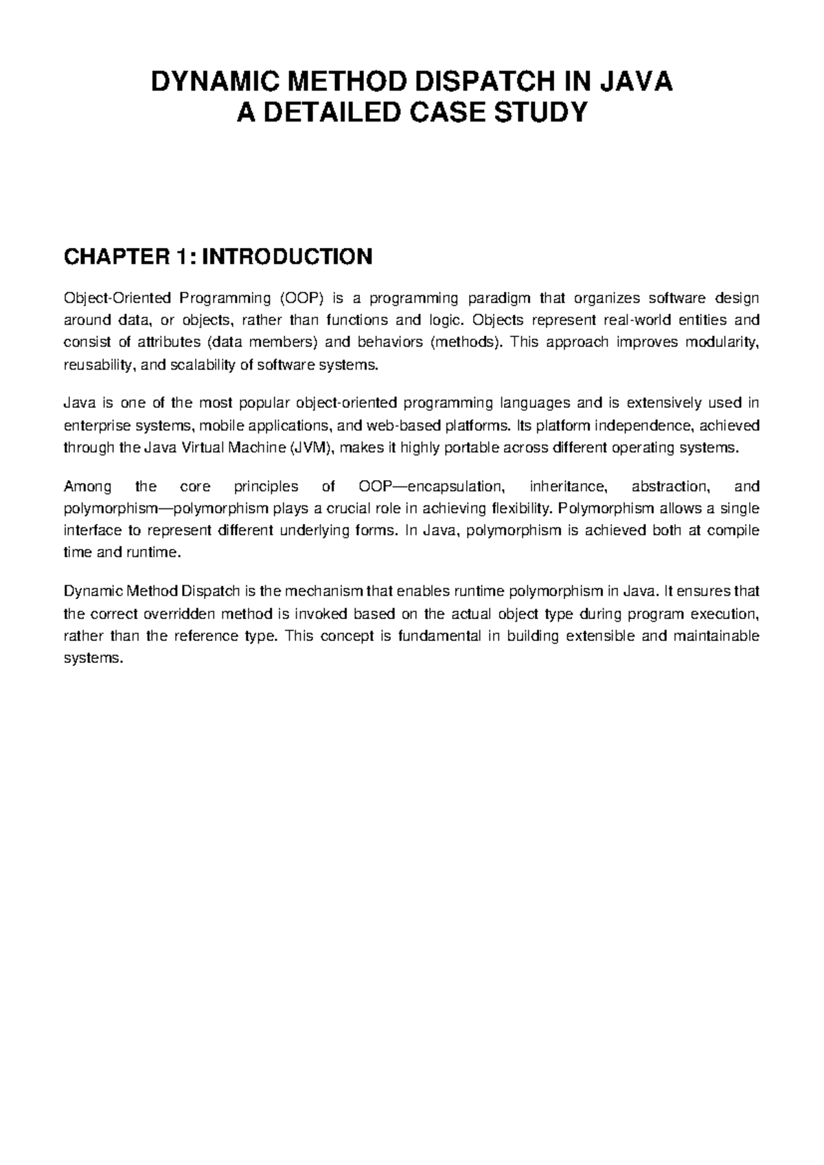 Dynamic Method Dispatch in Java: An Expanded Case Study - Studocu