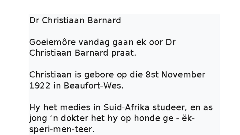 2 Dr Christiaan Barnar 1 afr - Dr Christiaan Barnard Goeiemôre vandag ...