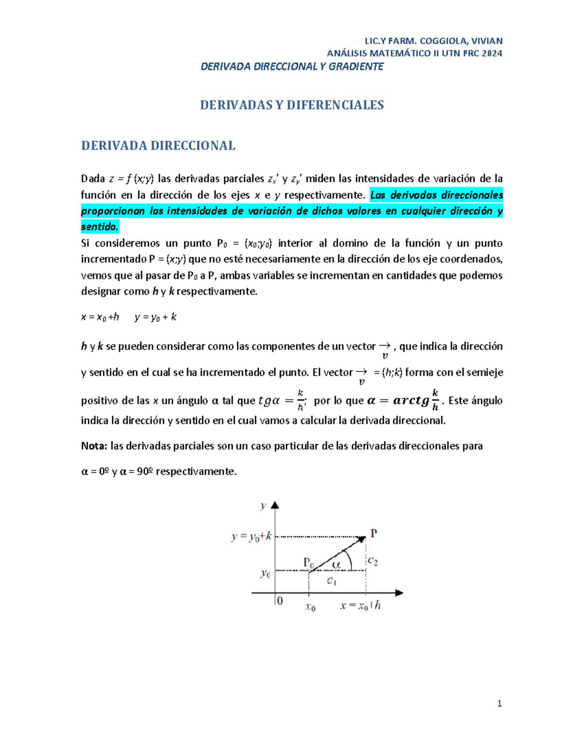 Clase practica 4 Derivada Direccional y Gradiente - ANÁLISIS MATEMÁTICO ...