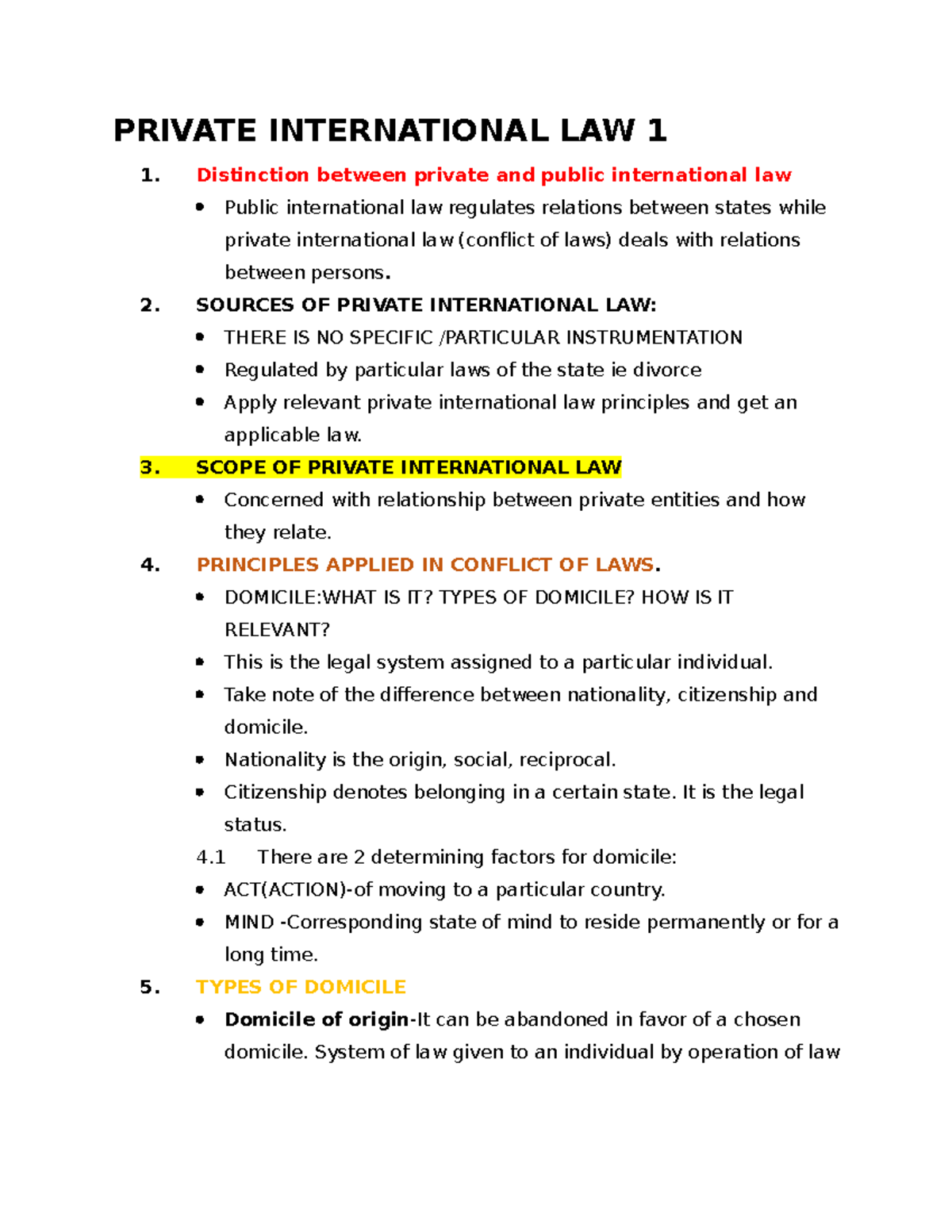 Private International Law 1: Key Principles & Domicile Distinctions ...