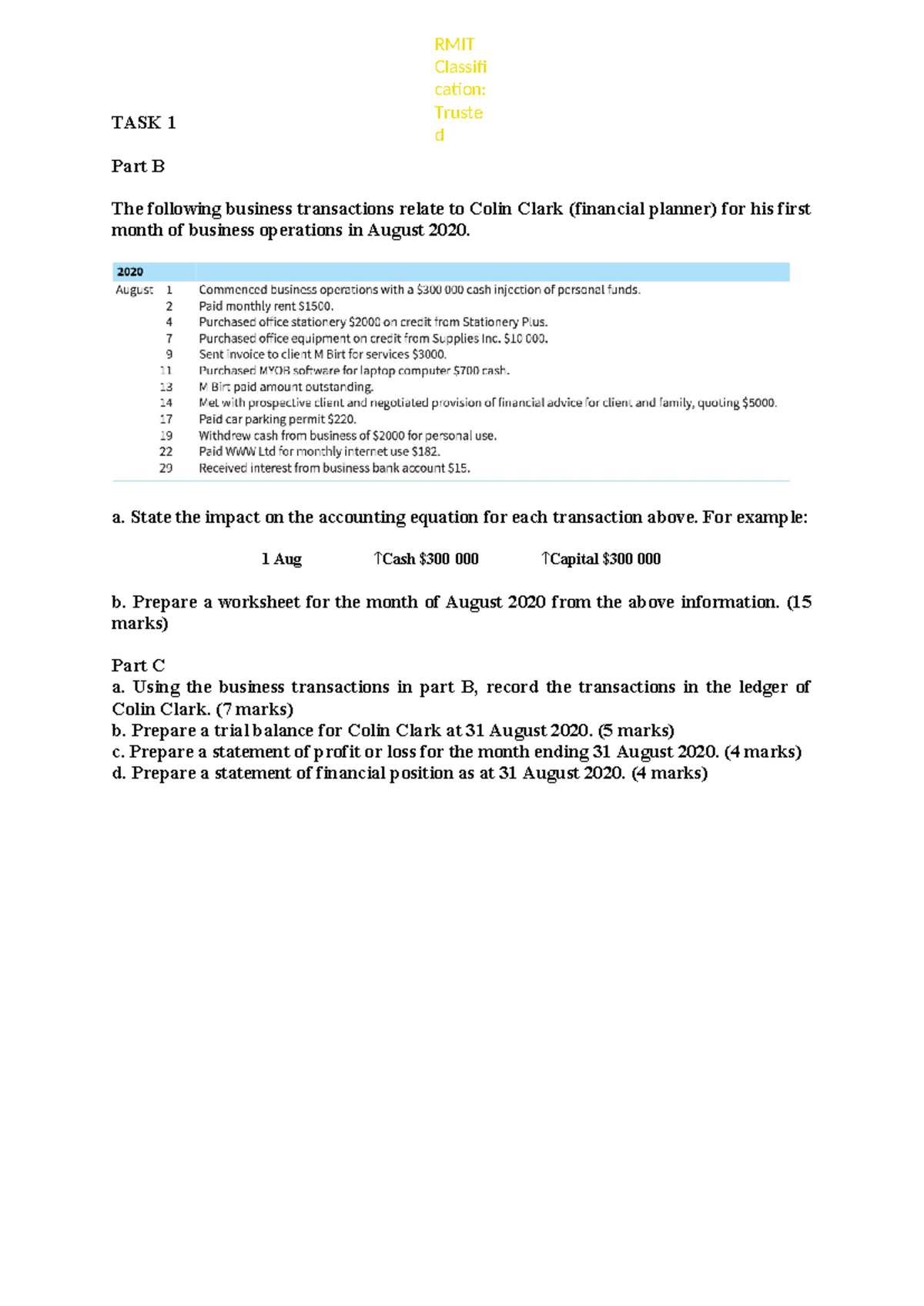 ACCT101 Week 4 Tutorial Questions & Answers Template for Colin Clark ...