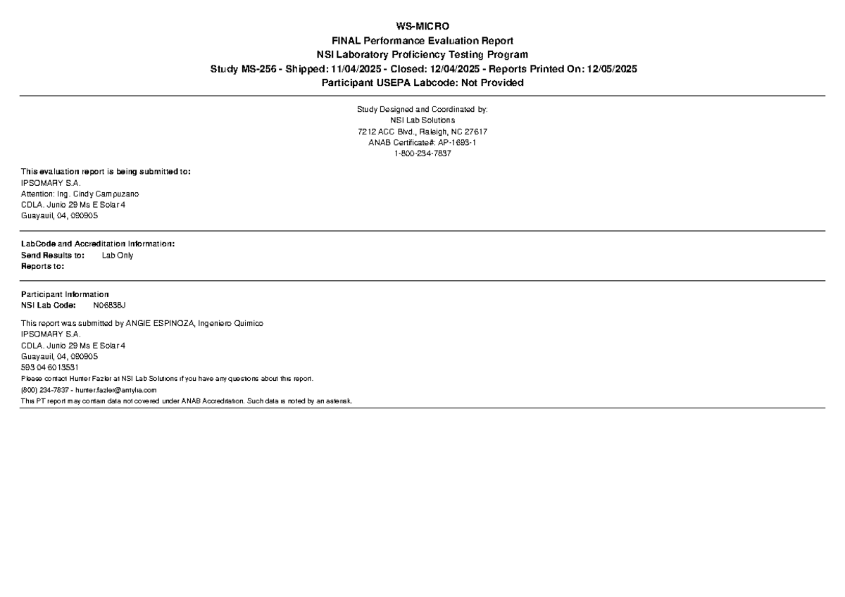 FINAL Performance Evaluation Report for NSI PT Program MS-256 - Studocu