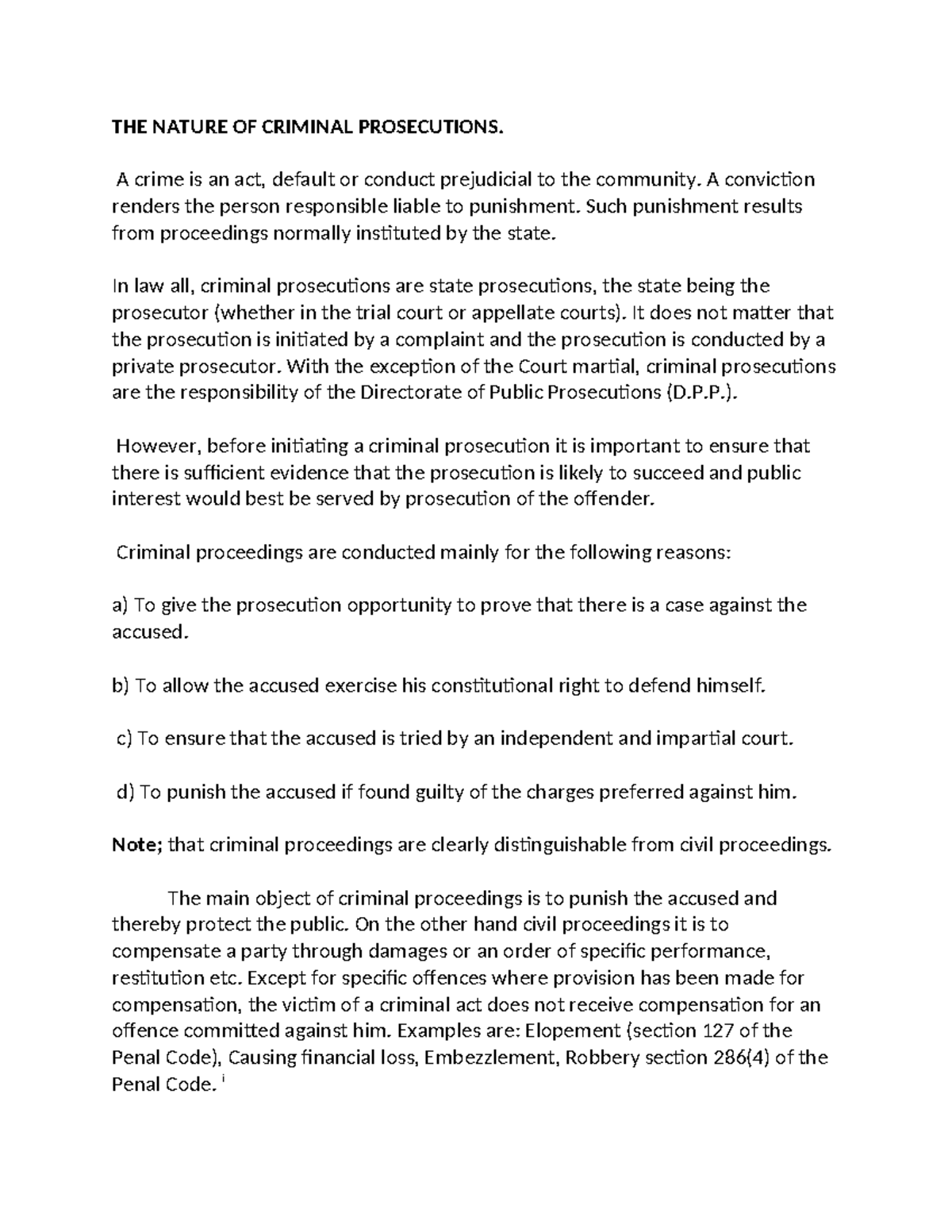 The Nature of Criminal Prosecutions: A Comprehensive Overview (CRIM 101 ...