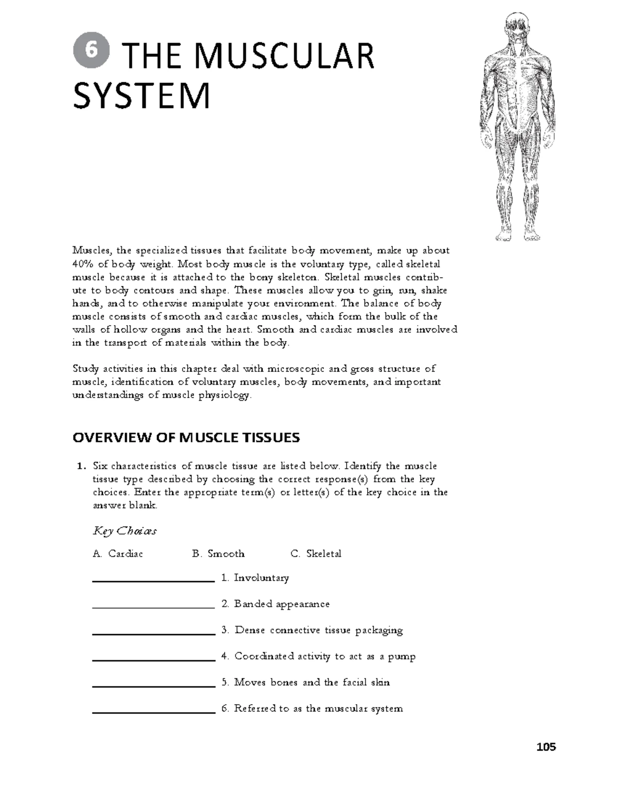 Activity Worksheet for Human Anatomy: Cells and Tissues (Chapter 3 ...