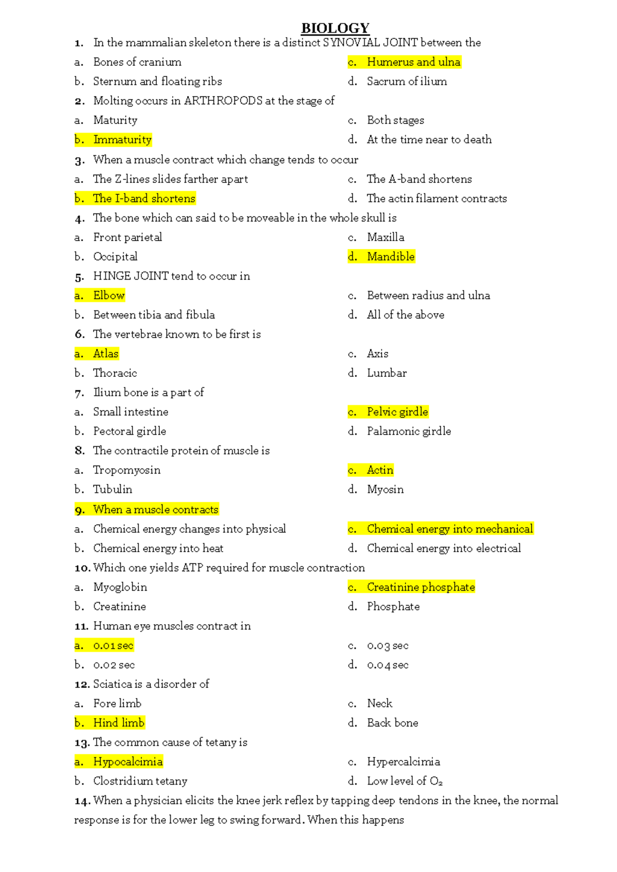 Final MCAT TEST 10-1 - mdcat tests - BIOLOGY 1. In the mammalian ...