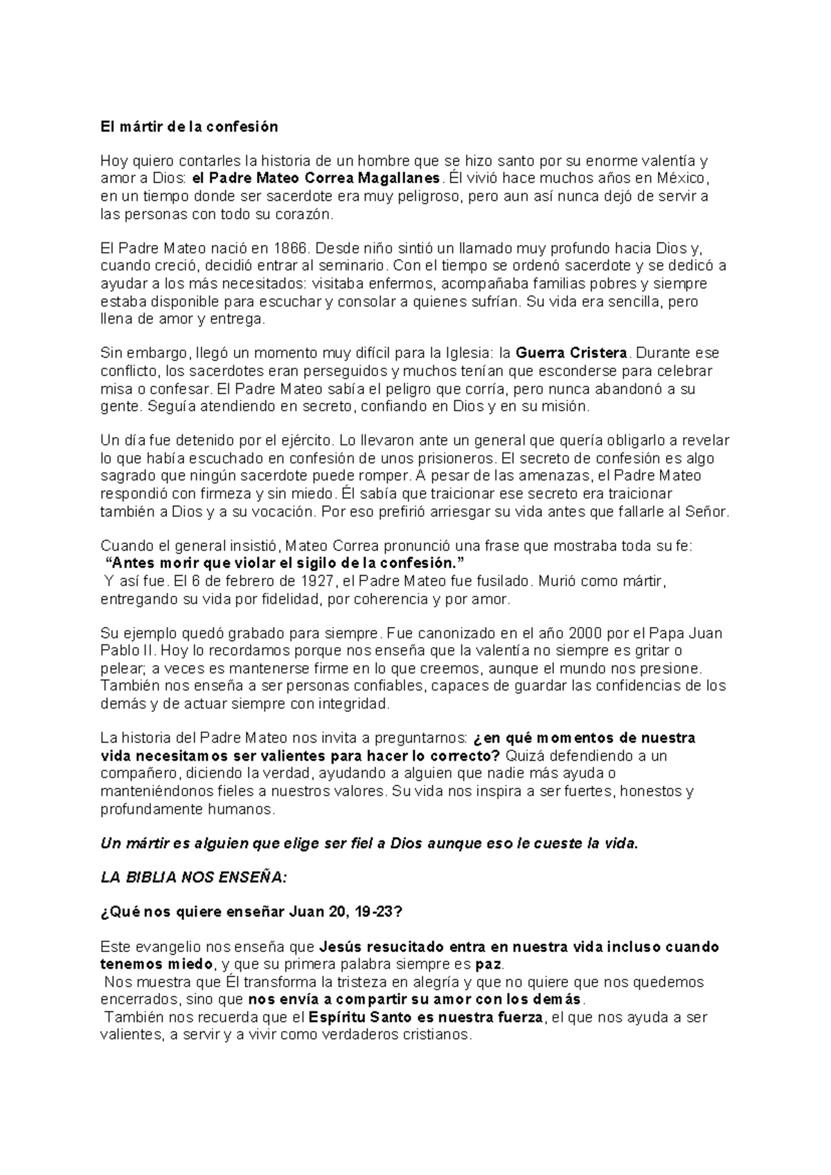El mártir de la confesión: La vida del Padre Mateo Correa Magallanes ...