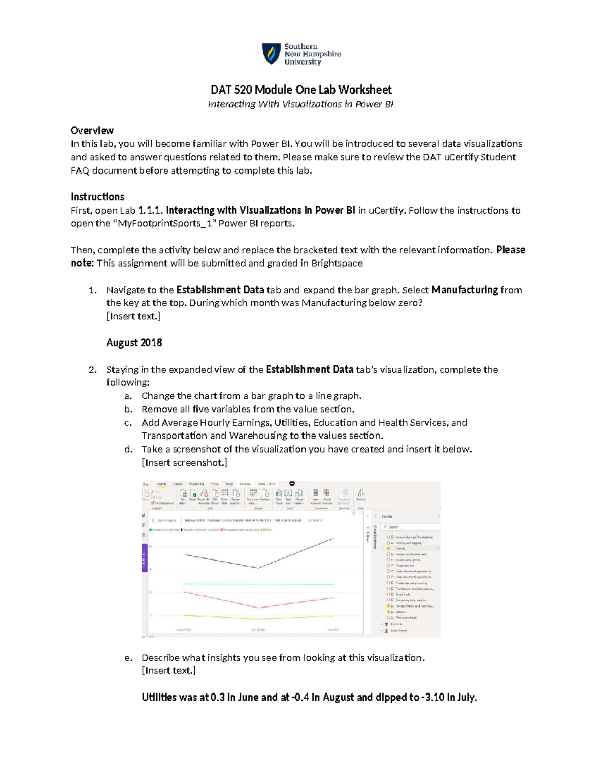 DAT 520 Module 1 Lab: Interacting with Power BI Visualizations - Studocu