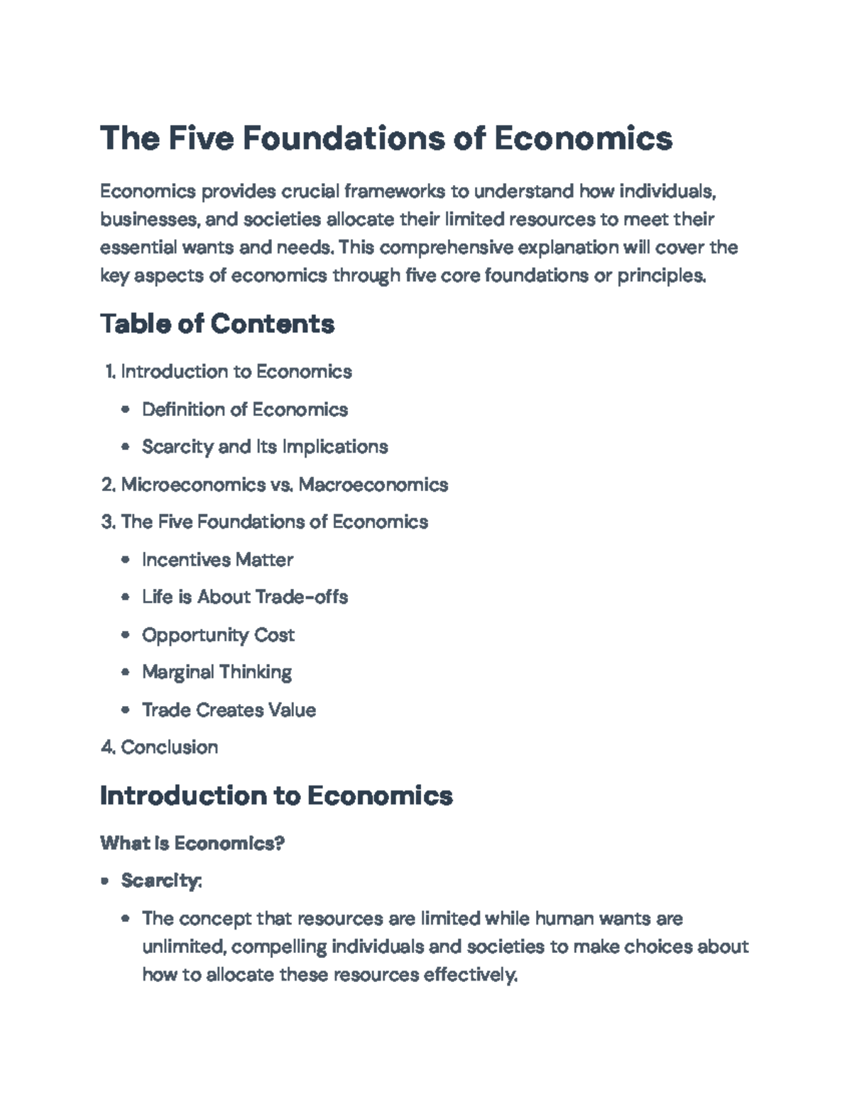 Foundations of Economics: Key Principles and Their Implications - The ...