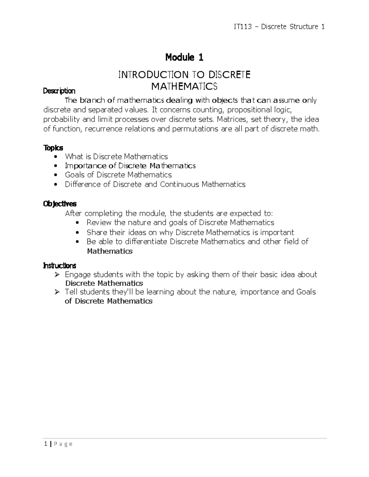 IT113 - Introduction to Discrete Mathematics: Key Concepts and ...